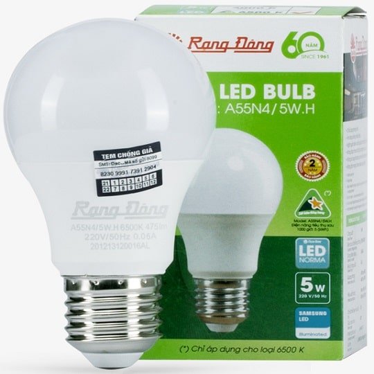 Bóng đèn led tròn 5W Rạng Đông ánh sáng trắng và vàng